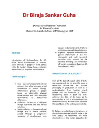 RESEARCH PAPER : DR BIRAJA SANKAR GUHA | PDF