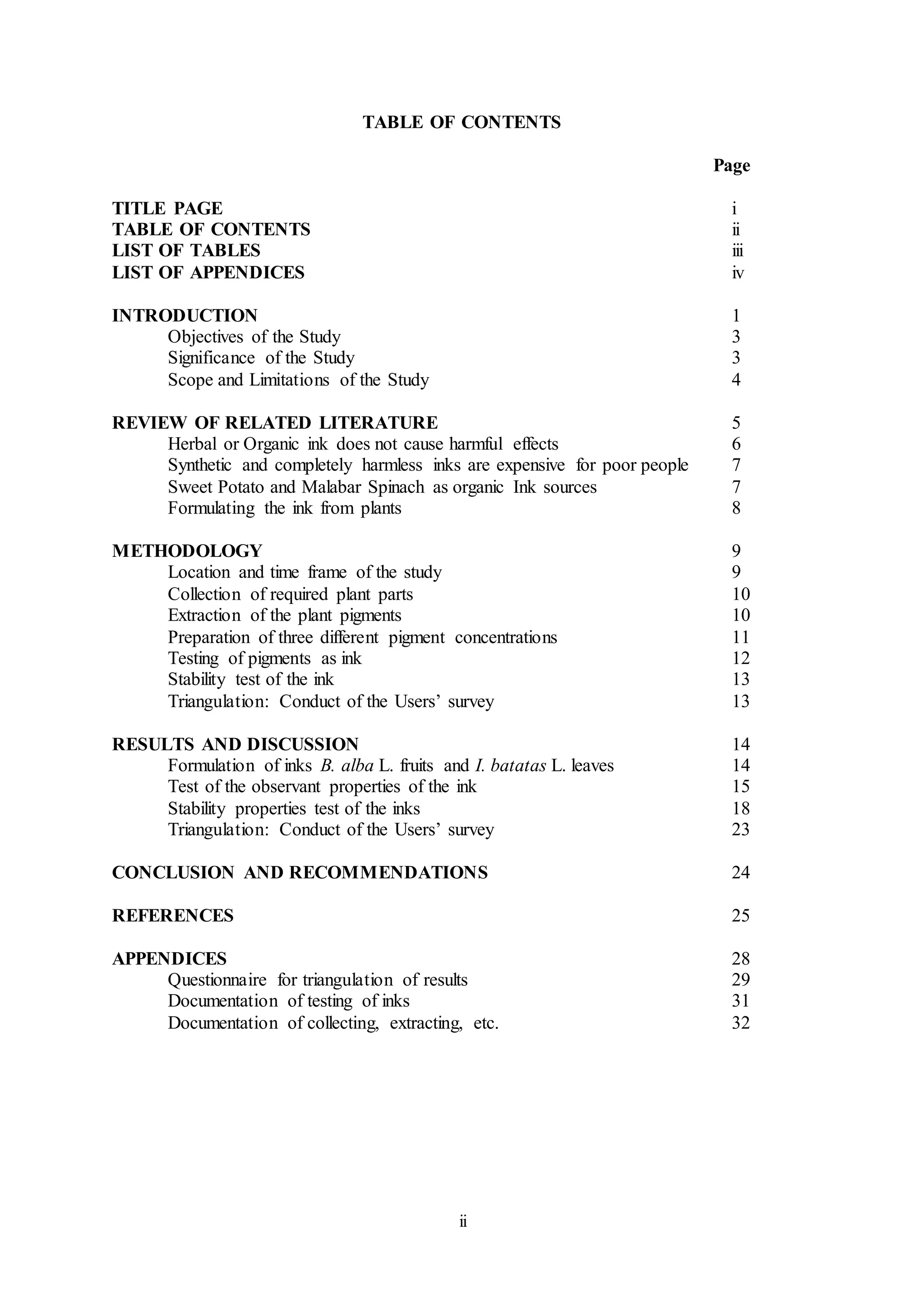 Final paper formulation of organic ink using ipomoea batatas | DOCX