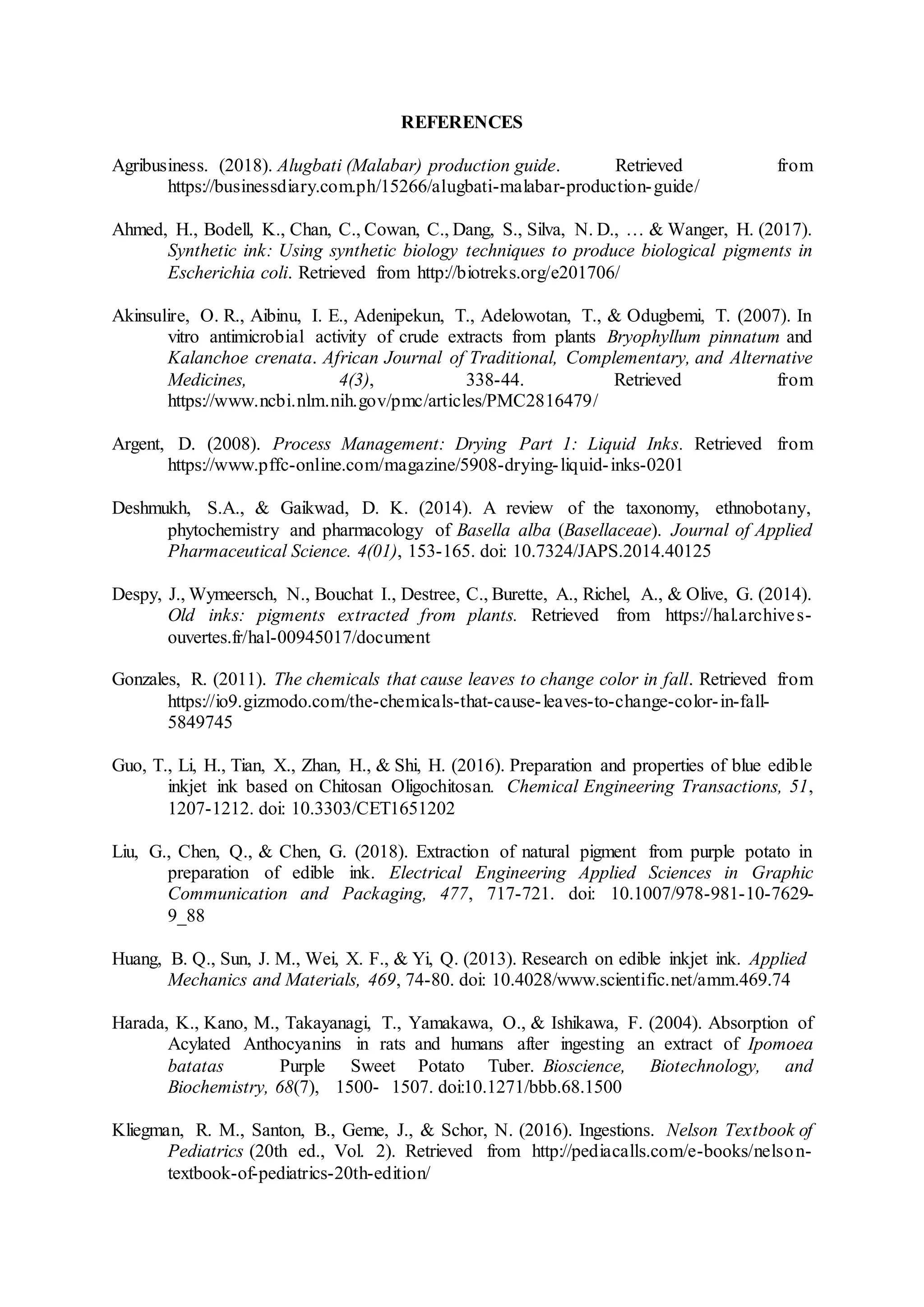 Final paper formulation of organic ink using ipomoea batatas | DOCX