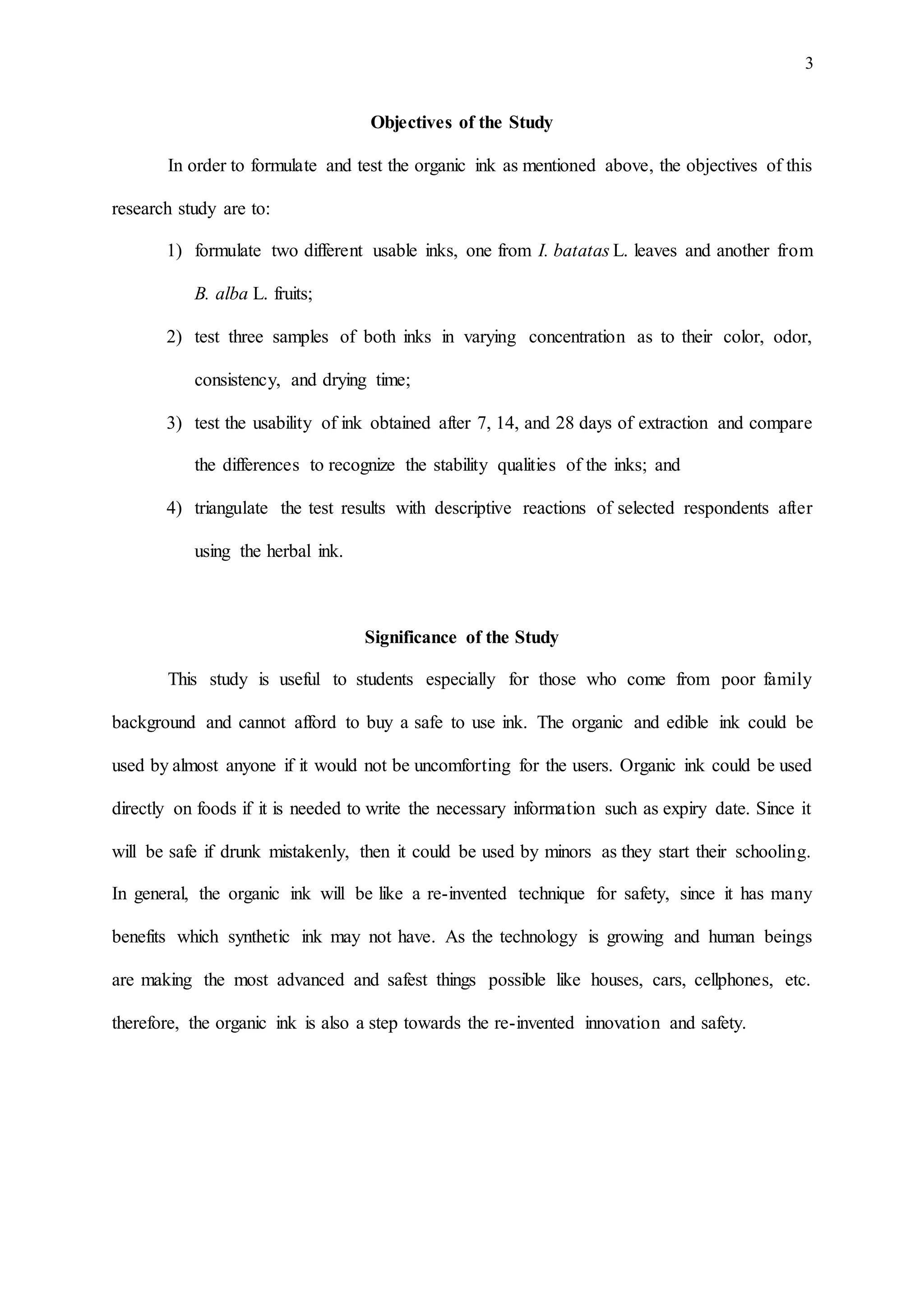 Final paper formulation of organic ink using ipomoea batatas | DOCX