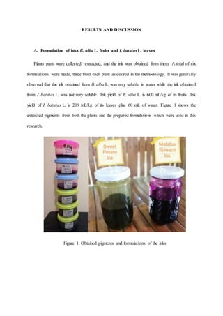 Final paper formulation of organic ink using ipomoea batatas | DOCX