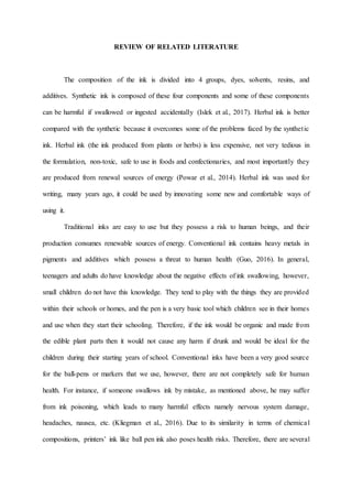 Final paper formulation of organic ink using ipomoea batatas | DOCX