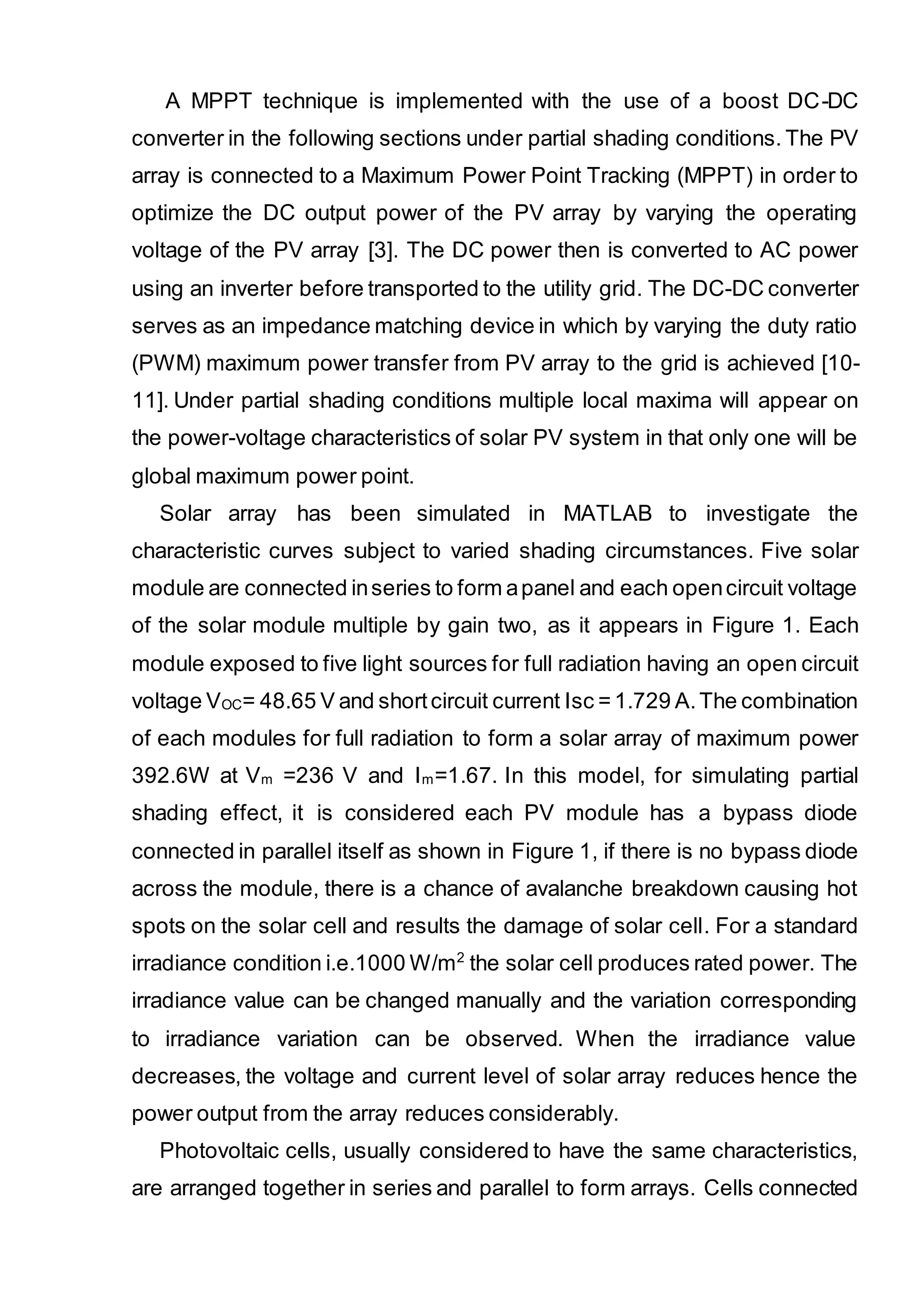 Maximum Power Point Tracking Method For Single Phase Grid Connected Pv System Under Partially