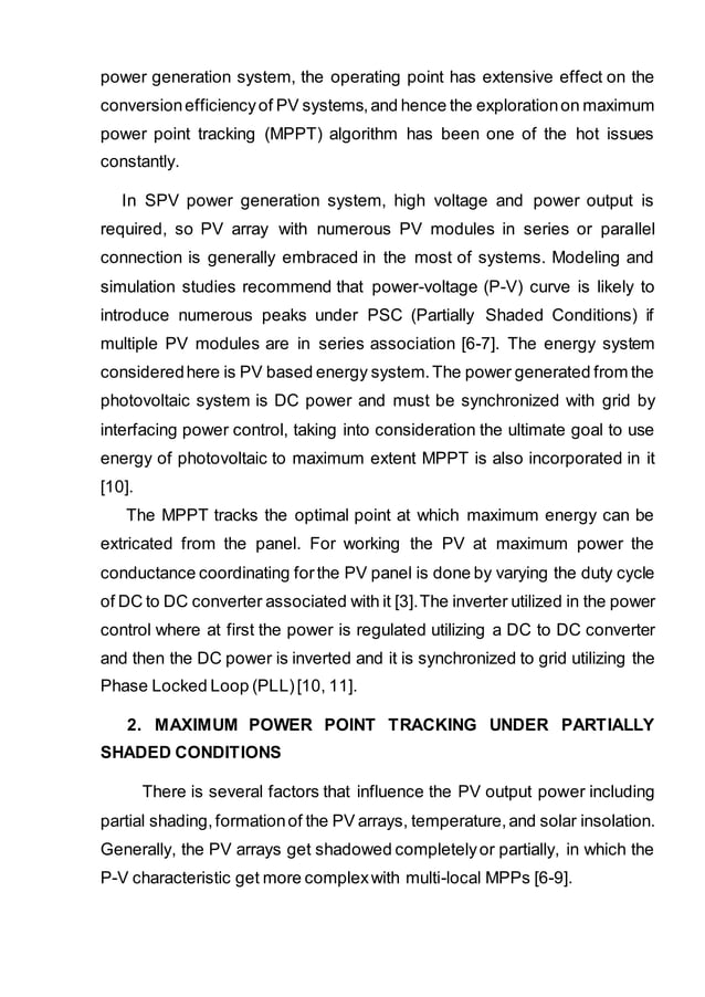 Maximum Power Point Tracking Method For Single Phase Grid Connected Pv System Under Partially