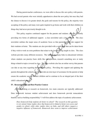 Homework, Effects on Student Achievement (2010) | PDF