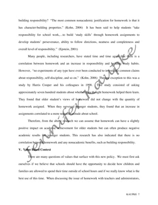 Homework, Effects on Student Achievement (2010) | PDF
