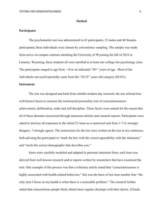 Testing for conscientiousness. Programming Personality Factors | PDF