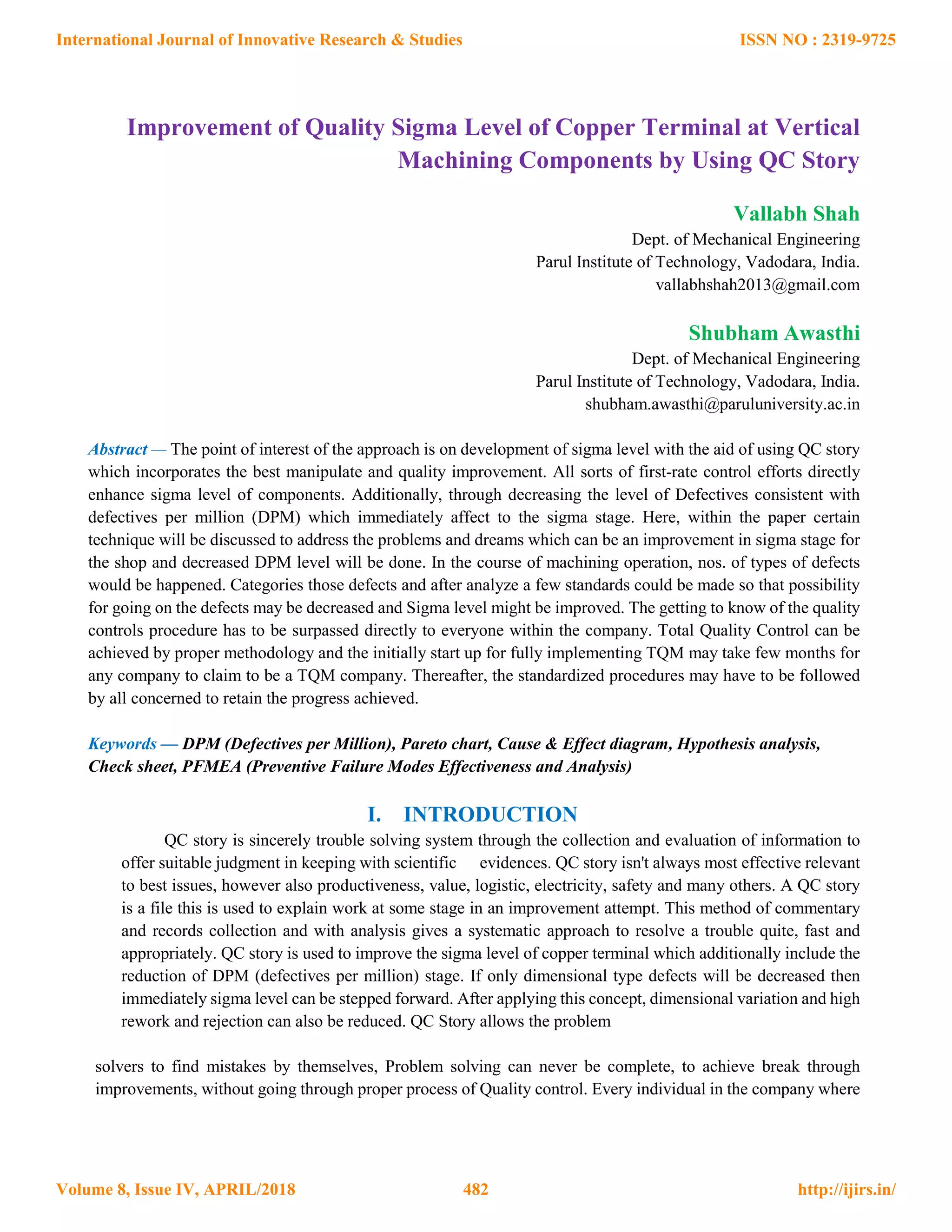 IJIRS_Improvement of Quality Sigma Level of Copper Terminal at Vertical ...