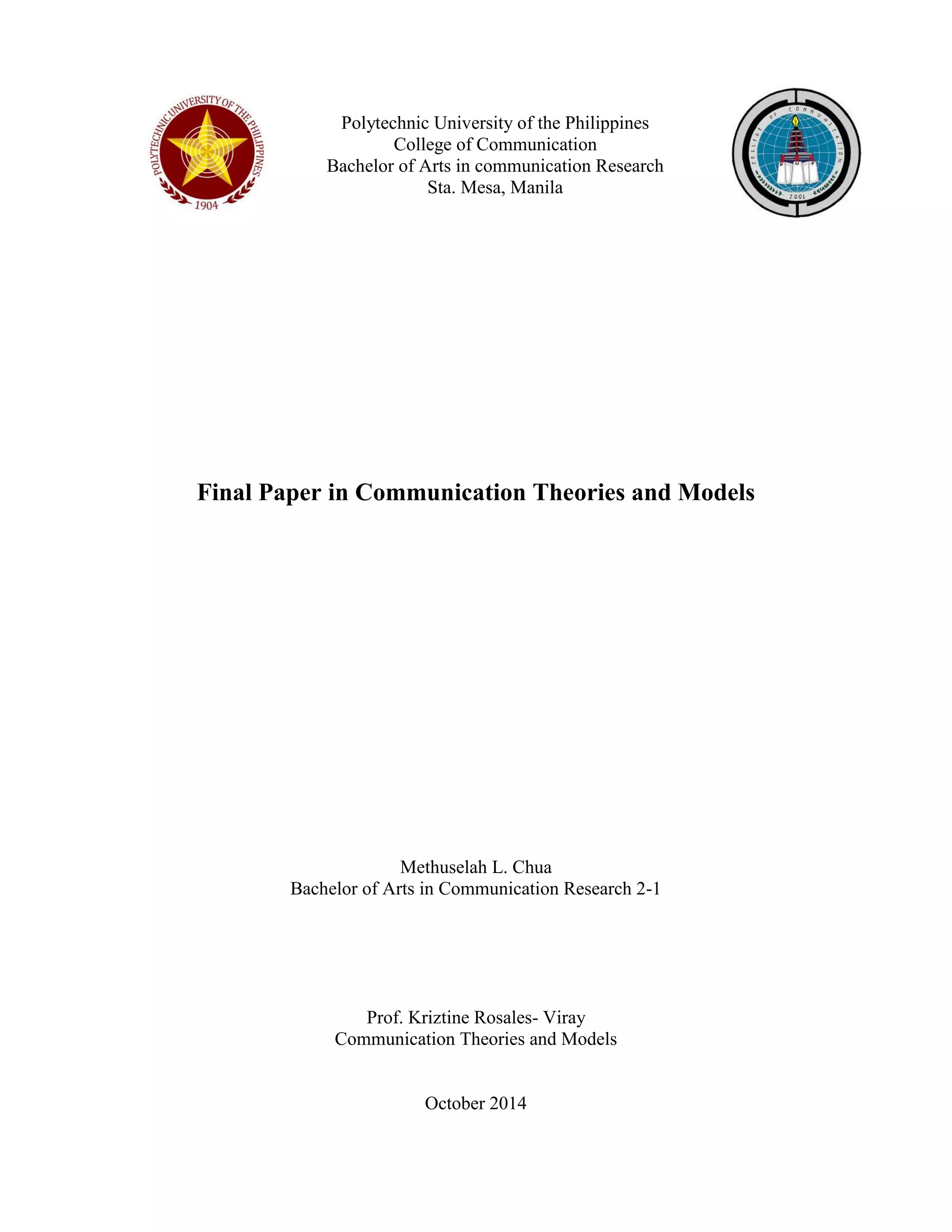 Final paper in cmt methuselah chua | PDF | Movies | Entertainment