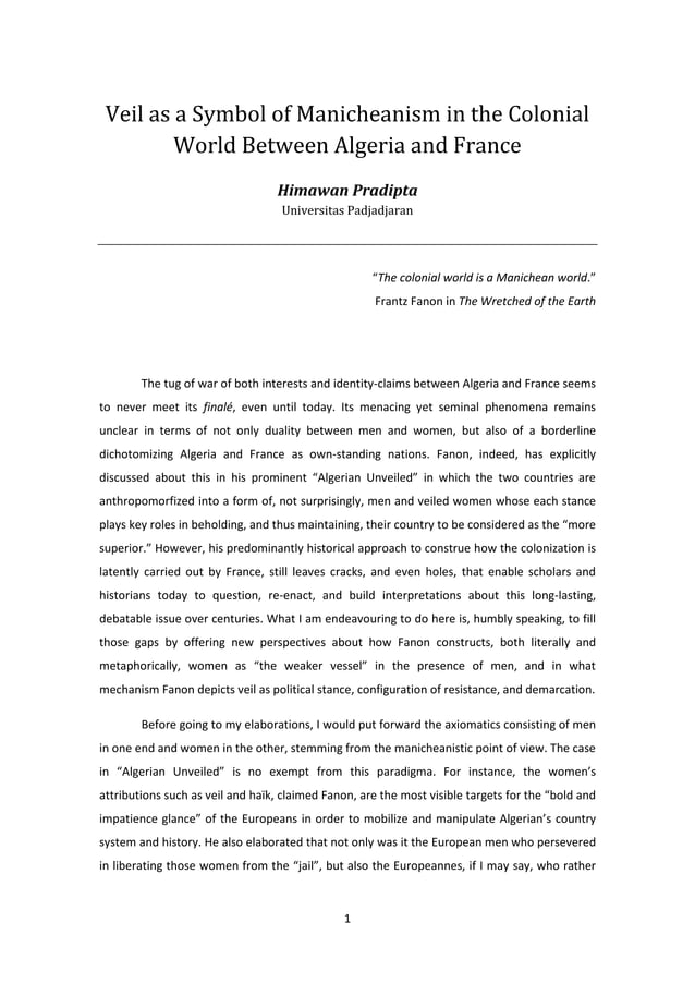 Veil as a Symbol of Manicheanism in the World Between Algeria and ...