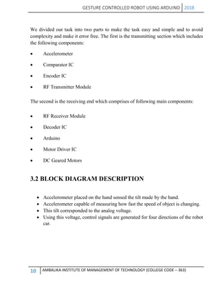 Project Report on Hand gesture controlled robot part 2 | PDF