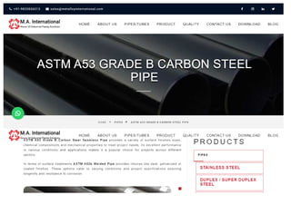 ASTM A53 Grade B Carbon Steel Seamless Pipe: Properties, Applications, and Advantages | PDF