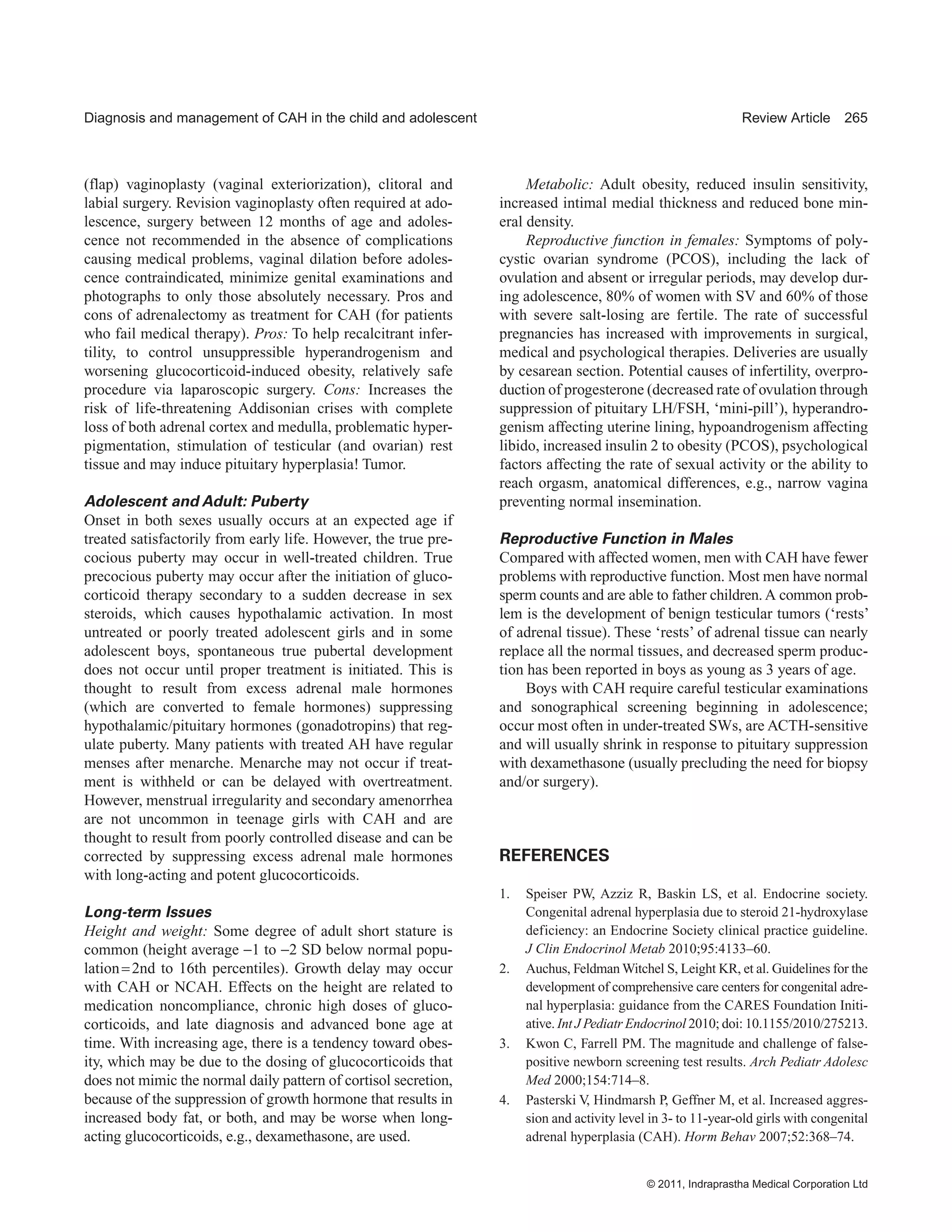 Diagnosis and Management of Congenital Adrenal Hyperplasia in the Child ...