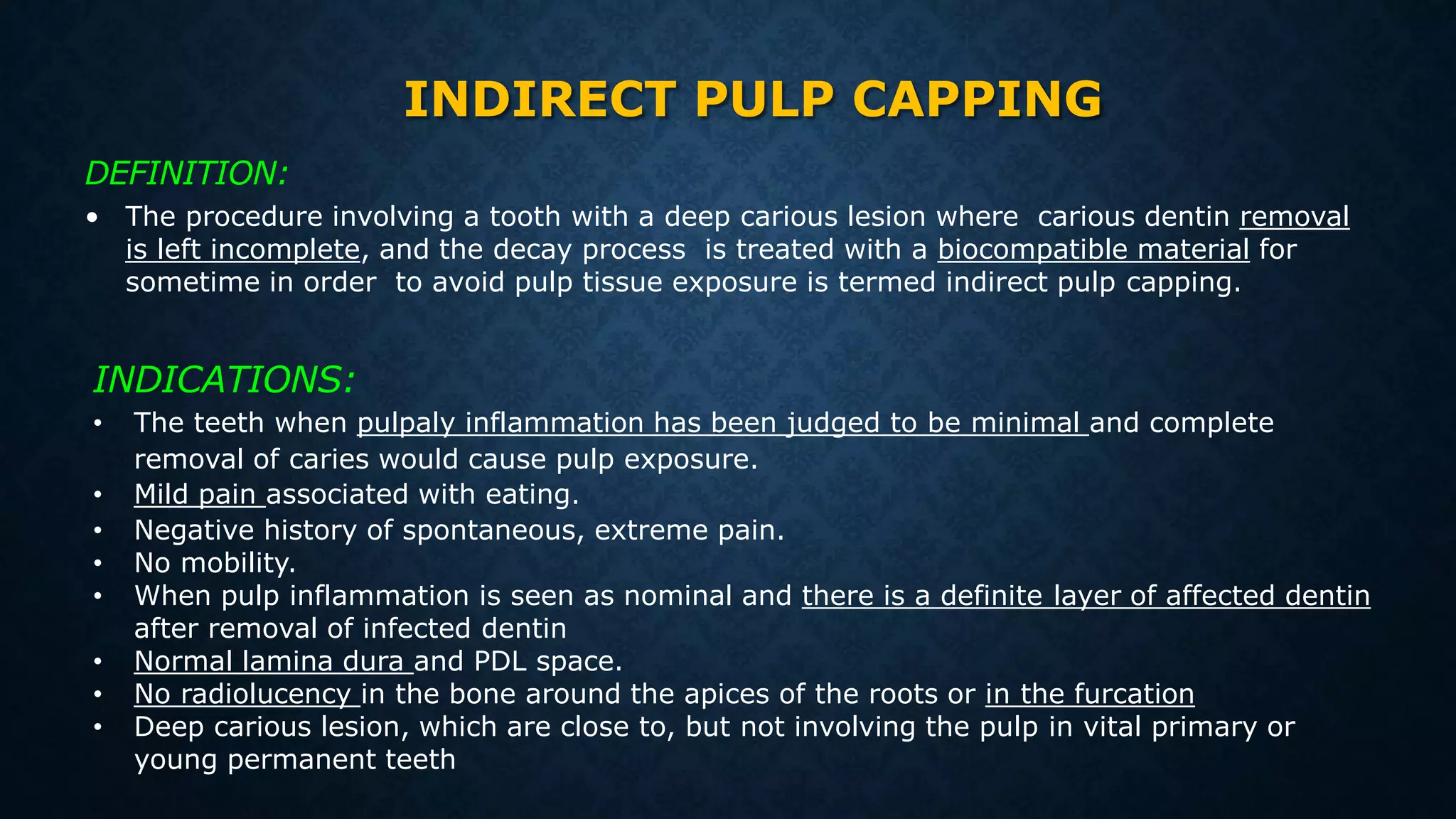 Pediatric Endodontics - Indirect and Direct pulp capping,Pulpotomy ...