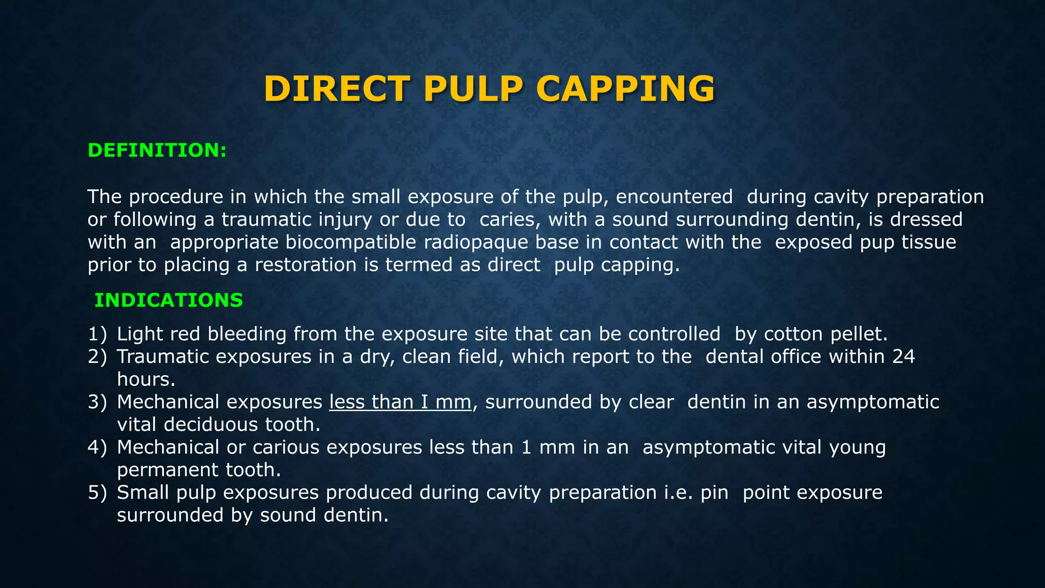 Pediatric Endodontics - Indirect and Direct pulp capping,Pulpotomy ...