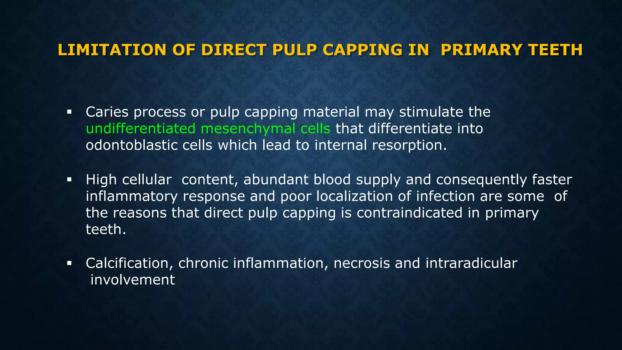 Pediatric Endodontics - Indirect and Direct pulp capping,Pulpotomy ...
