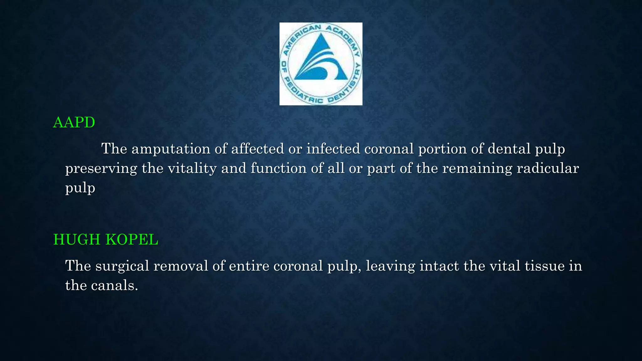 Pediatric Endodontics - Indirect and Direct pulp capping,Pulpotomy ...