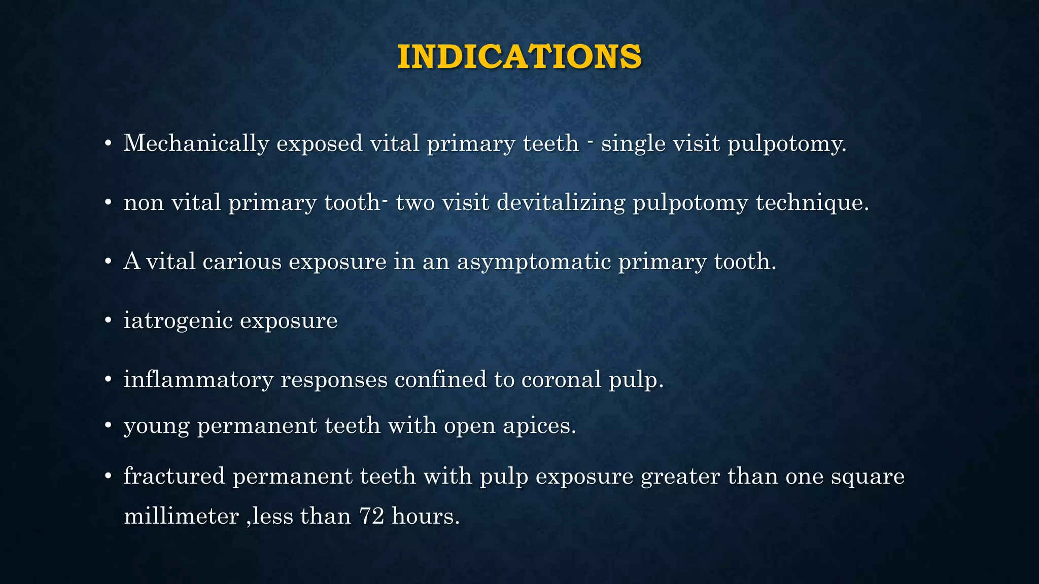 Pediatric Endodontics - Indirect and Direct pulp capping,Pulpotomy ...