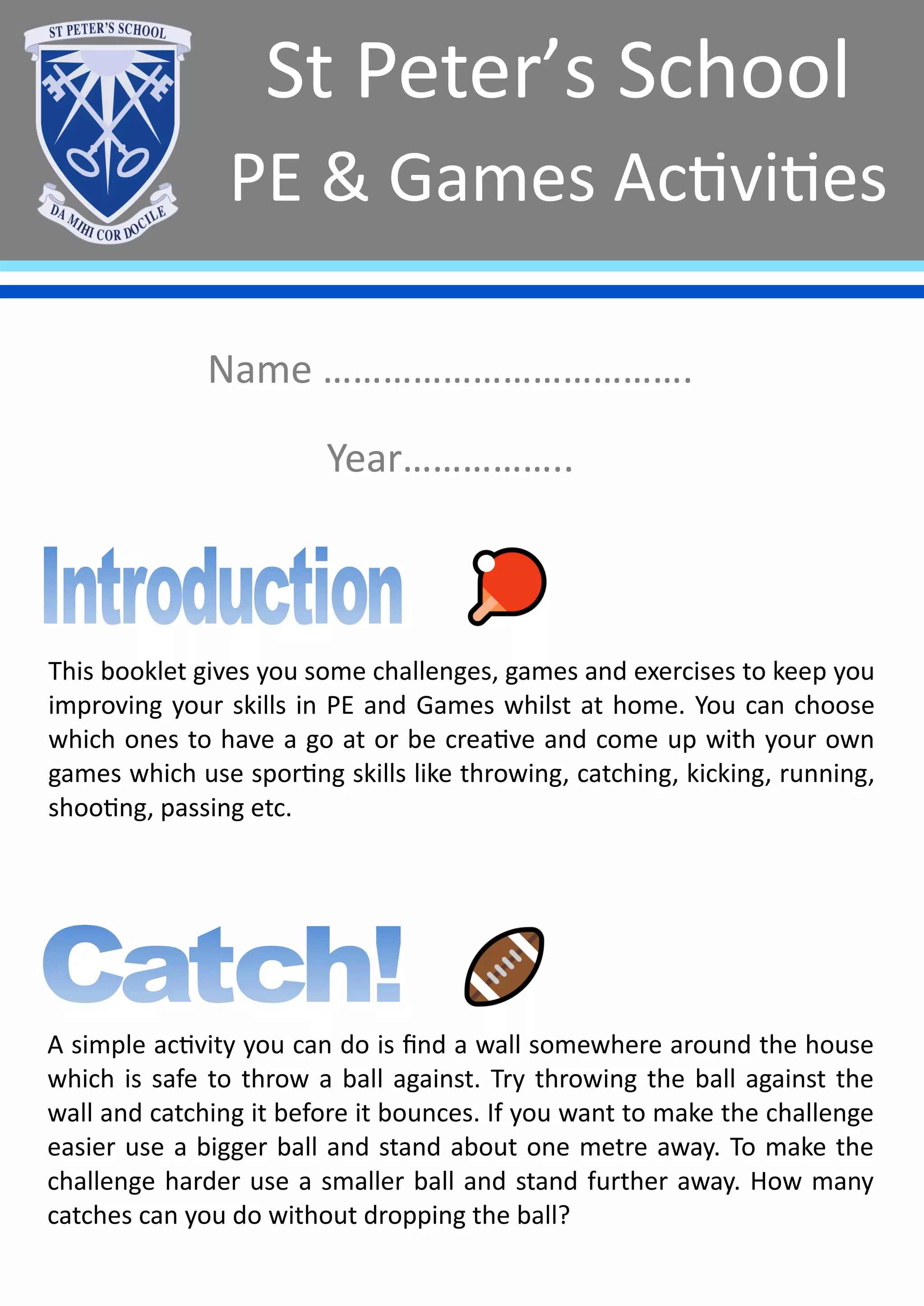 Pupil PE & Games activities booklet | PDF