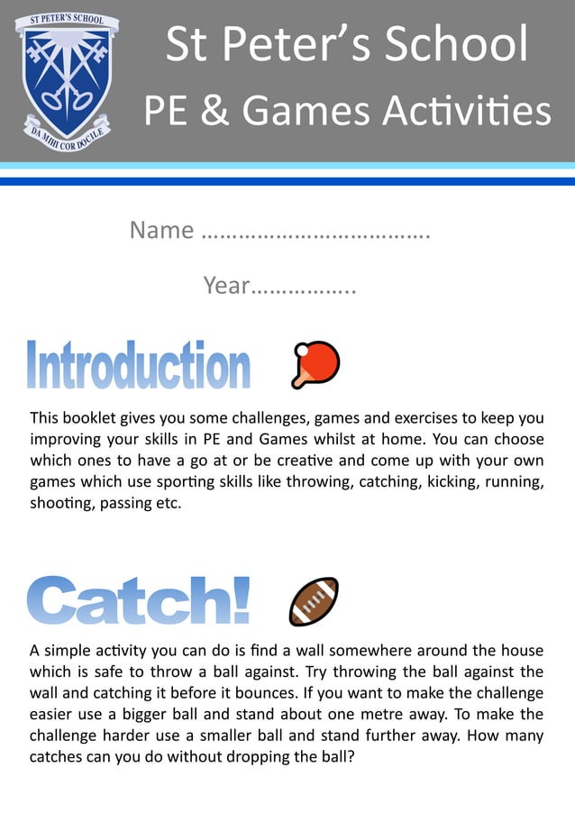 Pupil PE & Games activities booklet | PDF