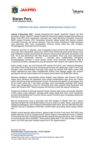 Final pemprov dki dan jakpro mendukung penuh kpk | PDF