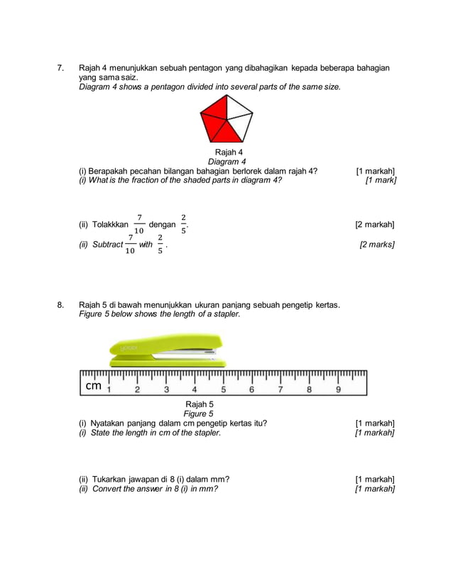 Final perperiksaan mt (k2) tahun 4 pertengahan tahun 2018 (1) | PDF