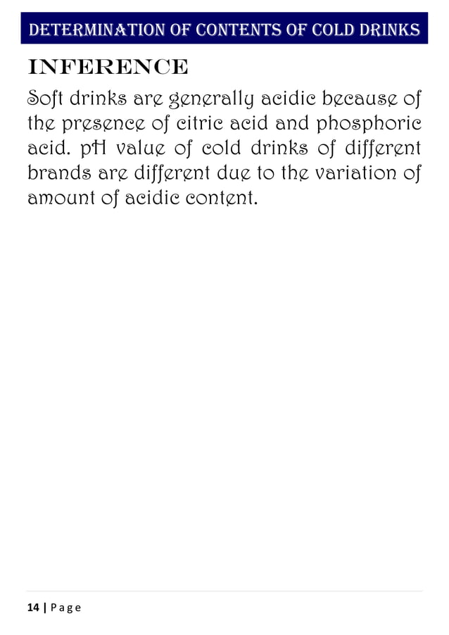 determination of contents of diffrent brands of cold drinks | PDF ...