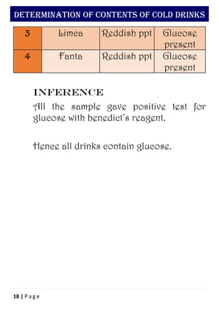 determination of contents of diffrent brands of cold drinks | PDF