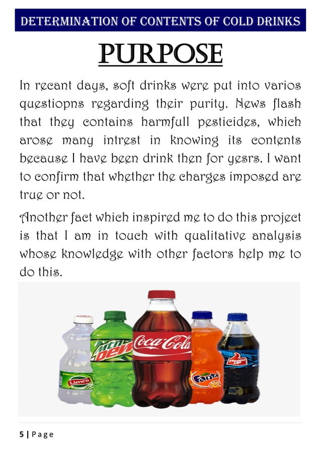 determination of contents of diffrent brands of cold drinks | PDF ...
