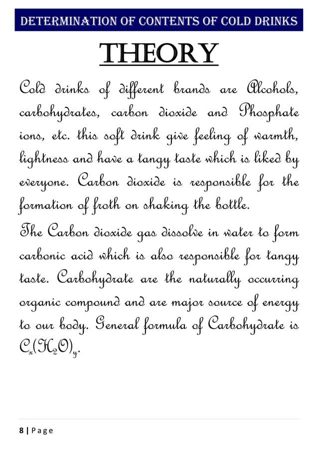 determination of contents of diffrent brands of cold drinks | PDF ...