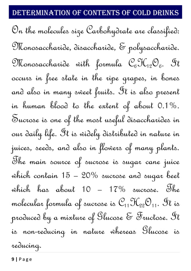 determination of contents of diffrent brands of cold drinks | PDF ...