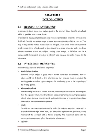 fundamental equity valuation of stocks | DOCX