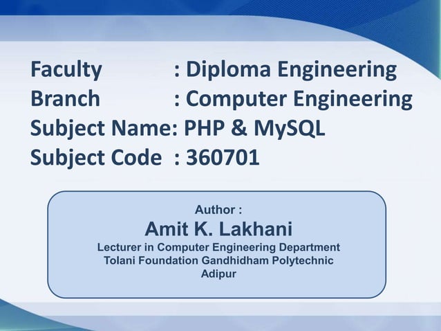 PHP Presentation | PPT