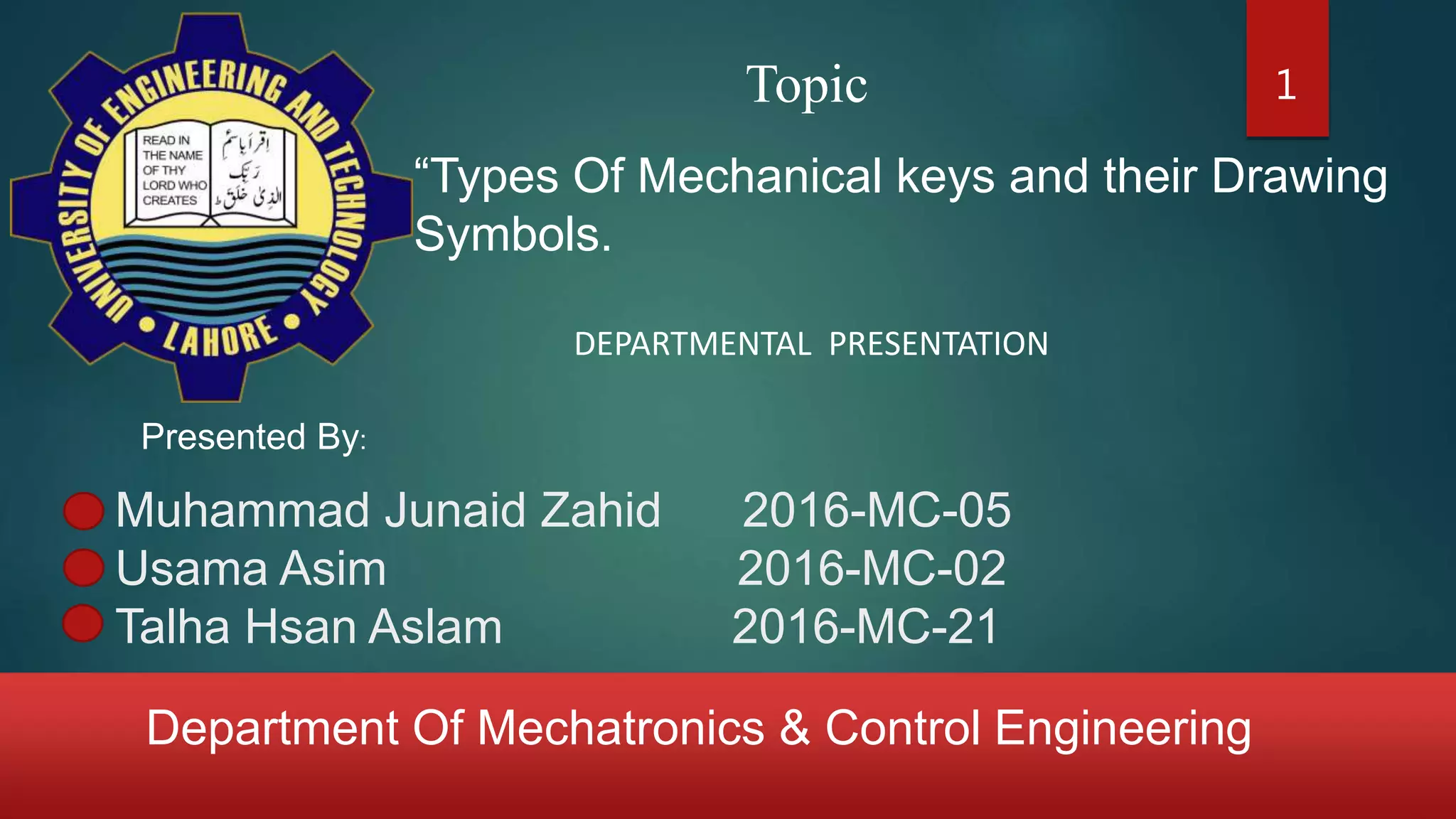 Types Of Mechanical Keys And their Drawing Symbols | PPTX