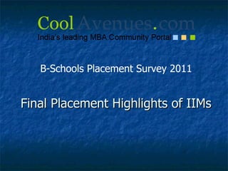IIM Final Placements 2011 highlights | PPT