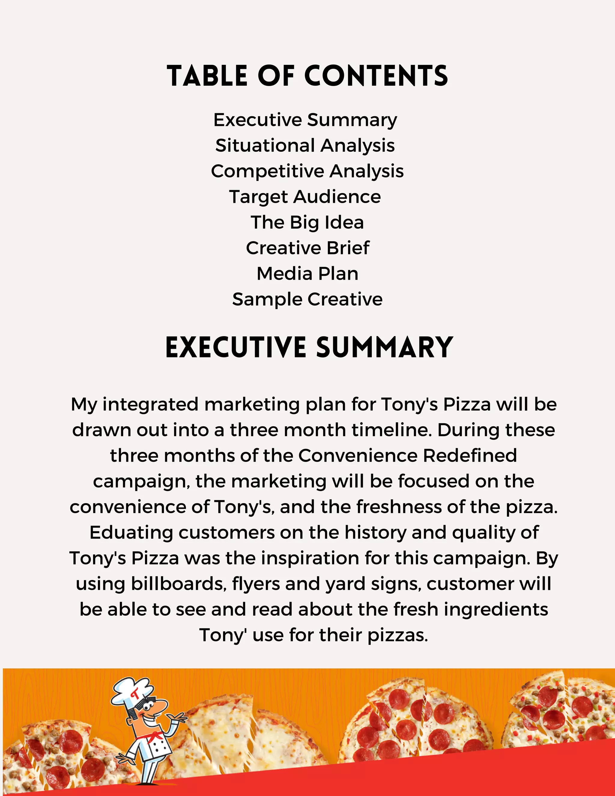 Tony's Pizza: Final Plan Book | PDF