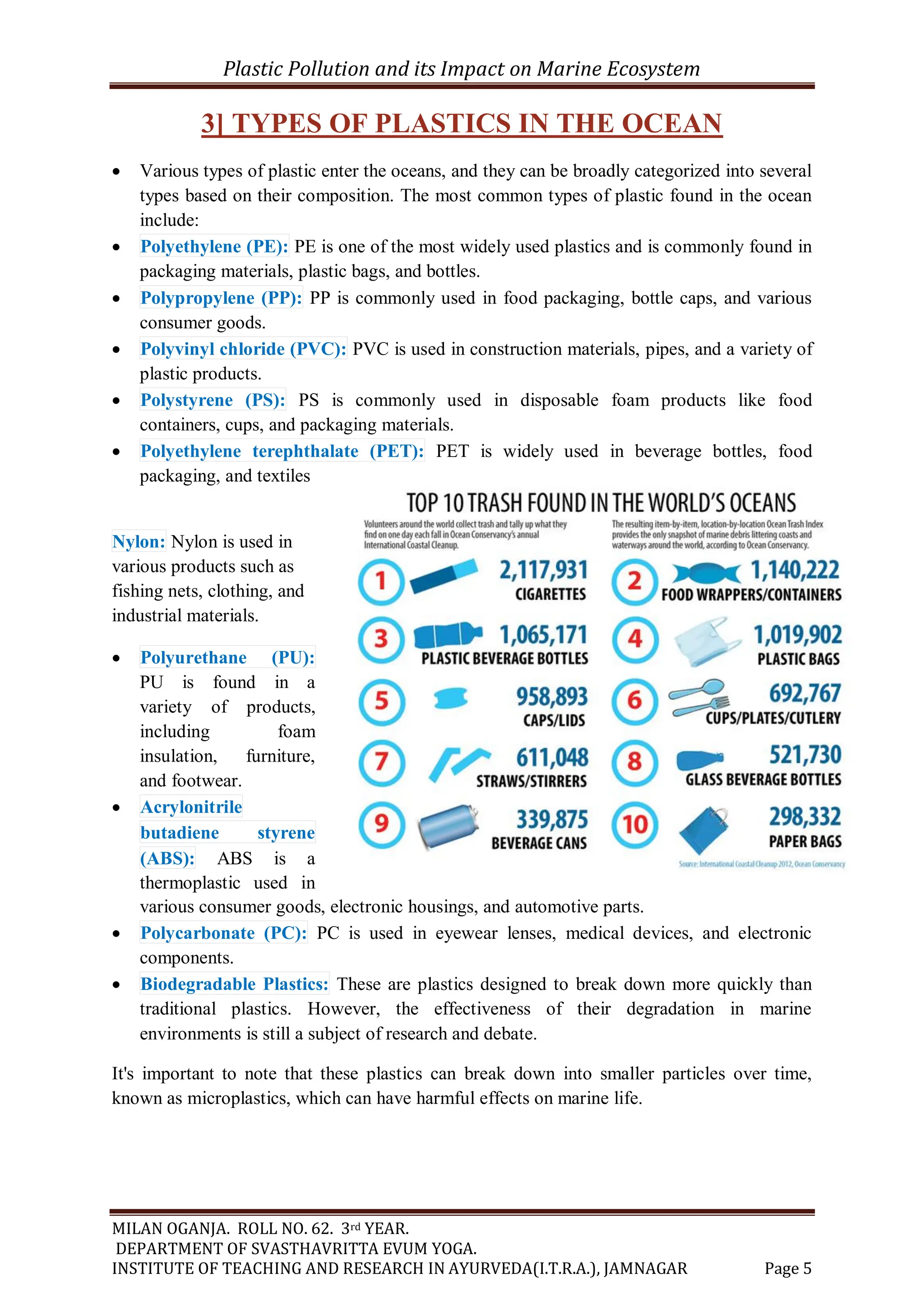 Plastic pollution and it's impact on marine ecosystems | PDF