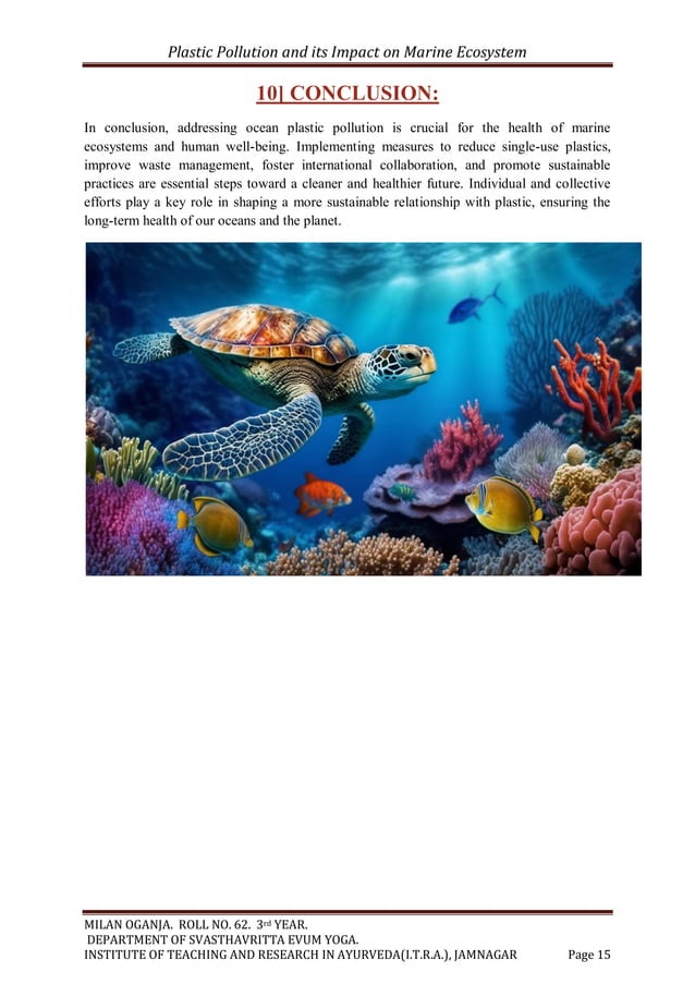 Plastic pollution and it's impact on marine ecosystems | PDF