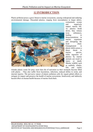 Plastic pollution and it's impact on marine ecosystems | PDF