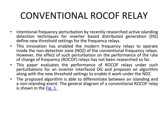 Final Pm Revised Presentation Of Islanding Detection Of Grid Connected