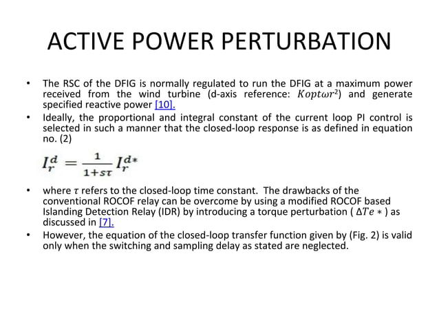 Final Pm Revised Presentation Of Islanding Detection Of Grid Connected