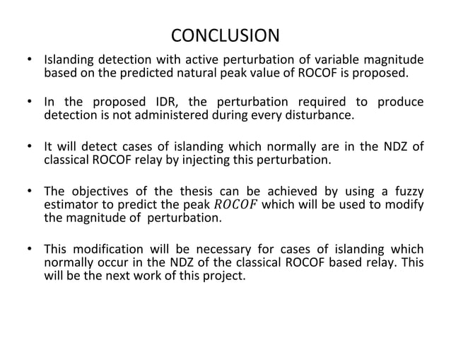 Final Pm Revised Presentation Of Islanding Detection Of Grid Connected