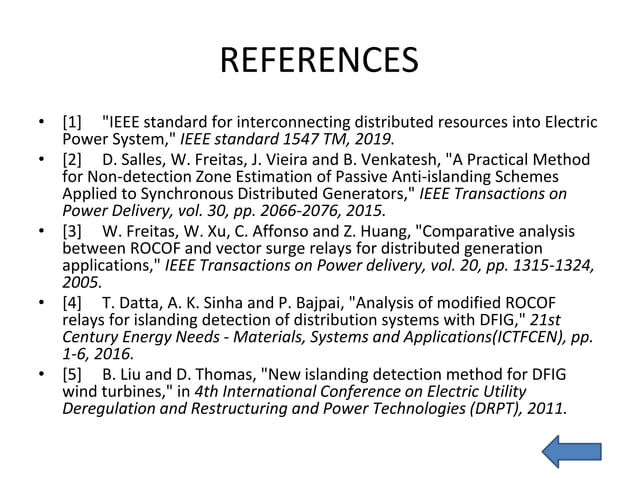 Final Pm Revised Presentation Of Islanding Detection Of Grid Connected