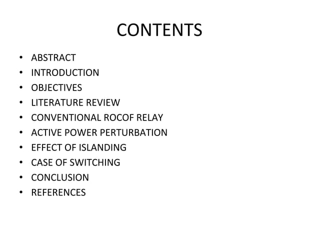 Final Pm Revised Presentation Of Islanding Detection Of Grid Connected
