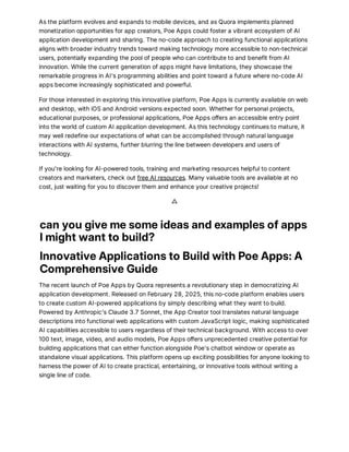 Poe's No Code AI App Creator No-Code AI Application Builder | PDF