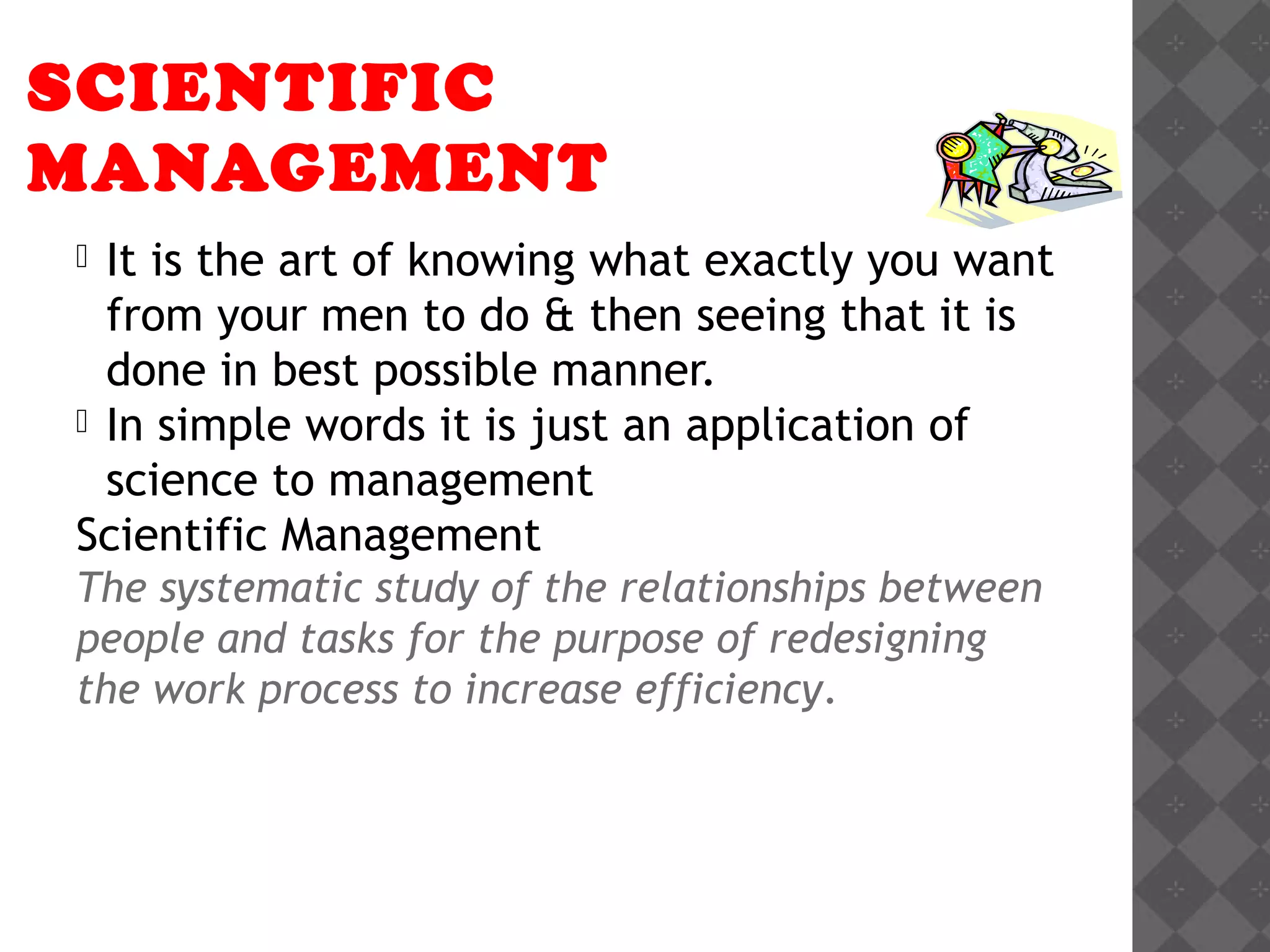 principle of management(pom) slide of Scientific Management Theory ...