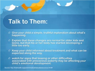 Precocious Puberty | PPTX | Hormonal Disorders | Endocrine and ...