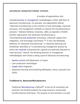 RECENT TRAINDS IN ADVANCED MANUFACTURING SYSTEM | DOCX