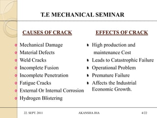 Crack detection in pipes | PPTX