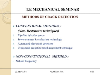 Crack detection in pipes | PPTX